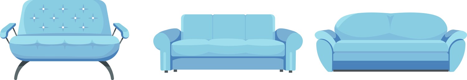 Comfortable sofa set couches and armchairs Vector Image