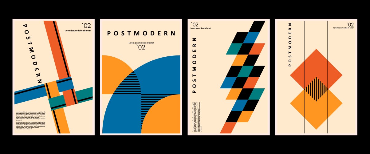 Dynamic artworks posters inspired postmodern Vector Image