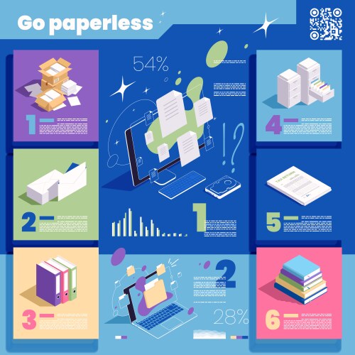 Go paperless infographics Royalty Free Vector Image