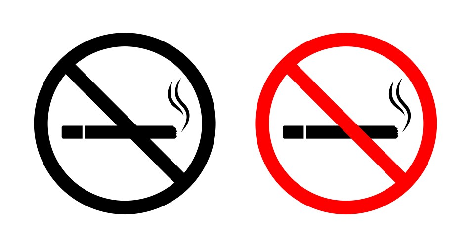 No smoking cigarette sign icon set ban cigarette Vector Image