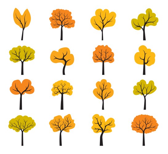 Set color trees line style Royalty Free Vector Image