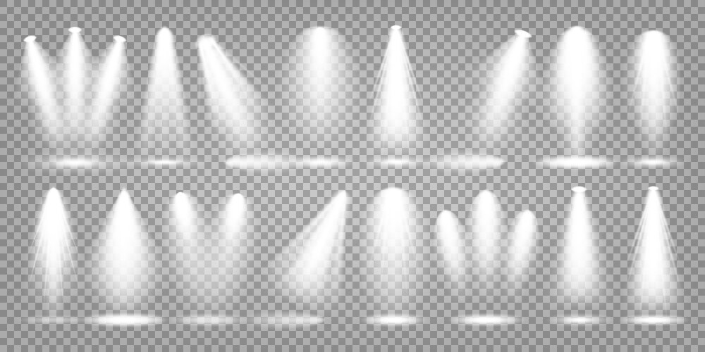 Spotlight set bright light beam Royalty Free Vector Image