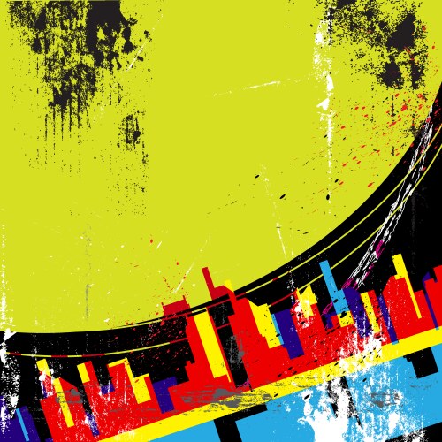 Abstract urban design with black ink splash Vector Image