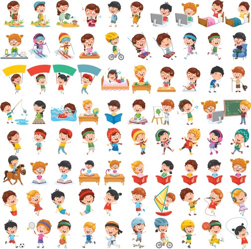 Collection cartoon children Royalty Free Vector Image