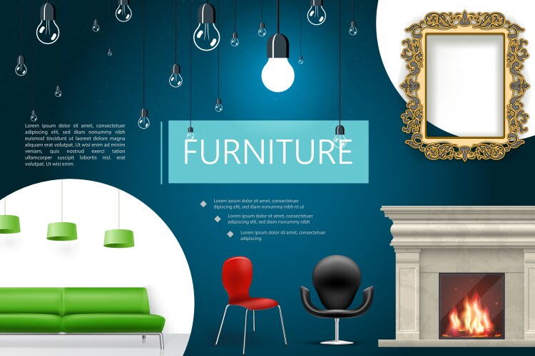 Realistic home interior elements collection Vector Image