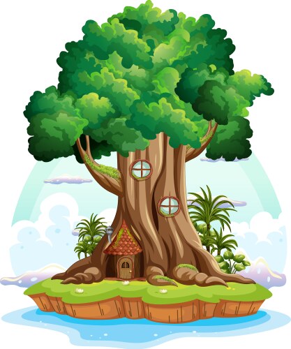 Big tree isolated cartoon Royalty Free Vector Image