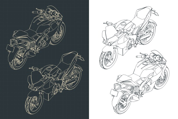 Cruiser motorcycle blueprints Royalty Free Vector Image