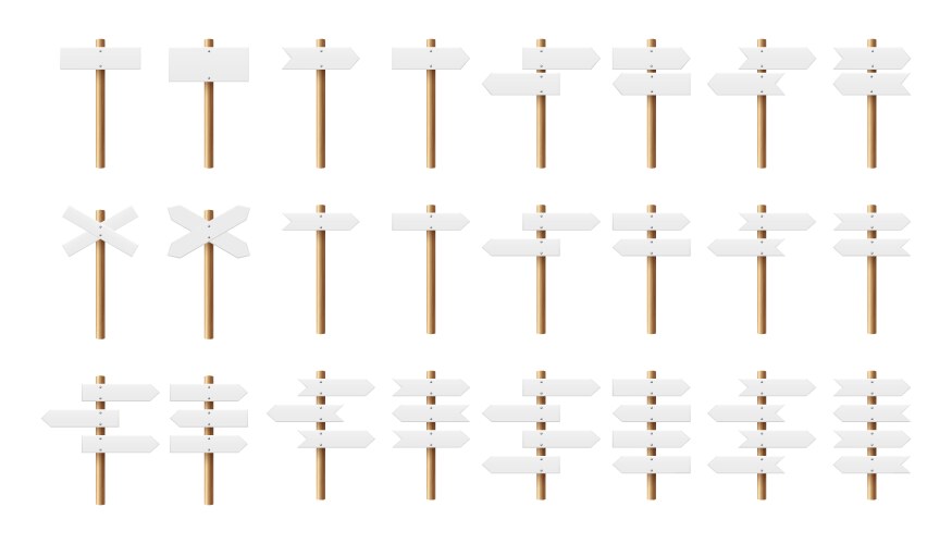 Realistic sign post set realistic blank road Vector Image