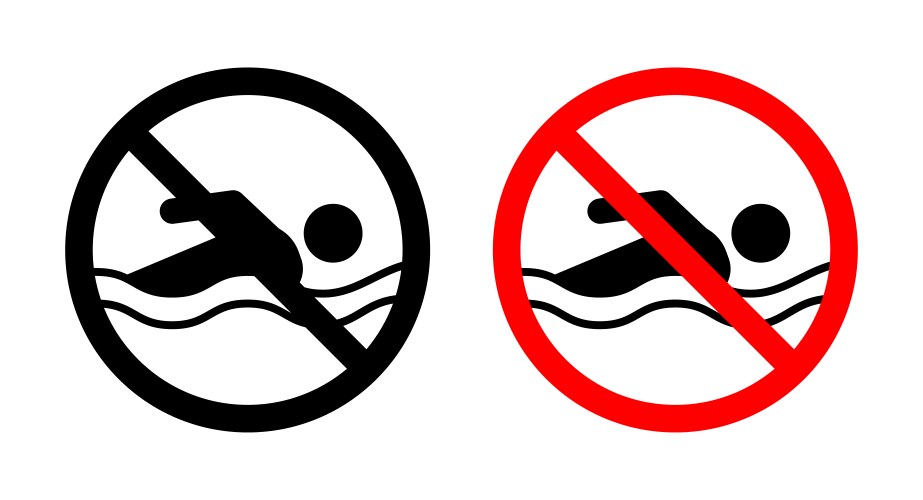 No swimming sign icon set pool Royalty Free Vector Image