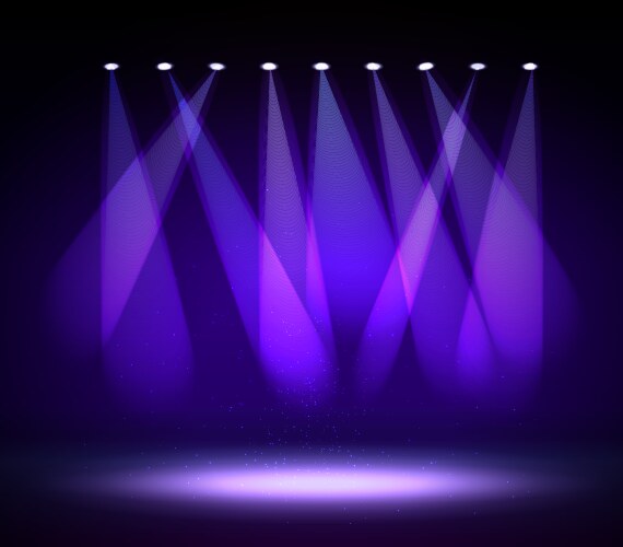Various stage lights in the dark spotlight Vector Image