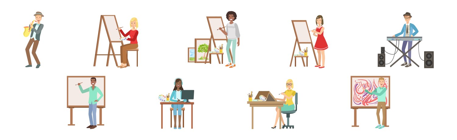 Artist and creative people character at working Vector Image