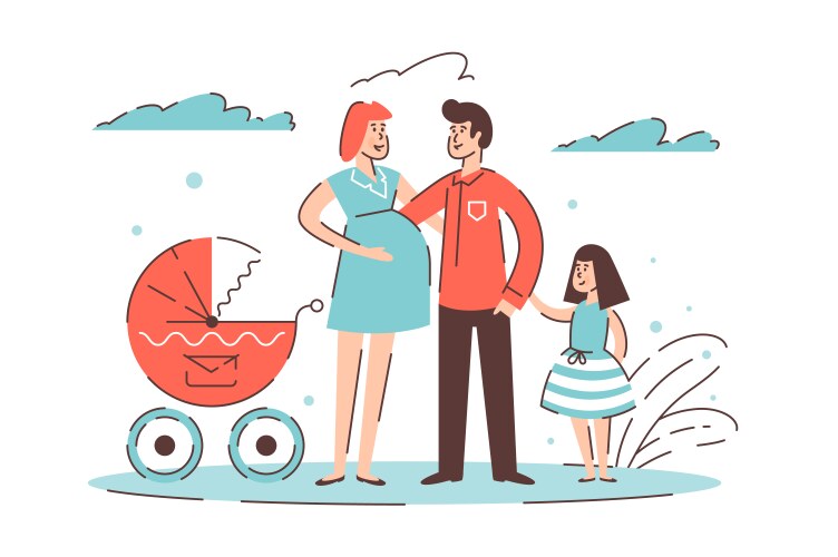 Happy family stylized symbol young parents Vector Image