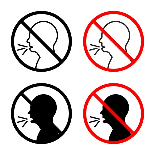 No talking sign icon set silence and quiet symbol Vector Image