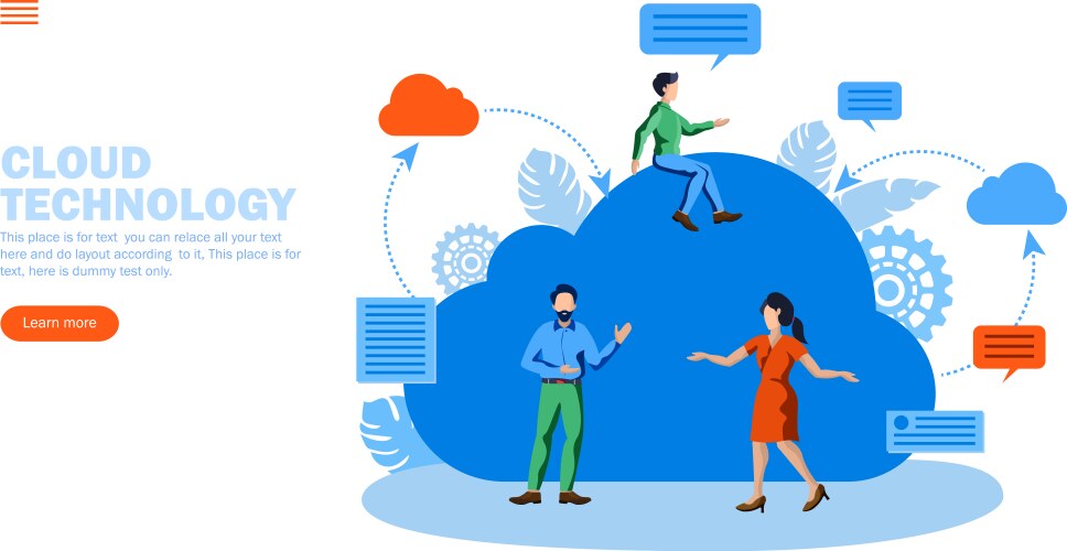 Team discussing about cloud technology Royalty Free Vector