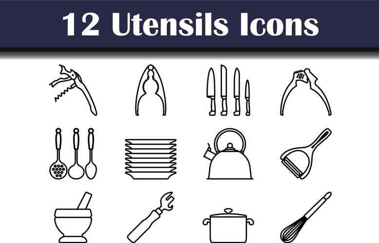 Utensils icon set Royalty Free Vector Image - VectorStock