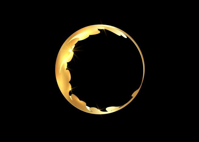 Gold 3d ring circle frame template background Vector Image