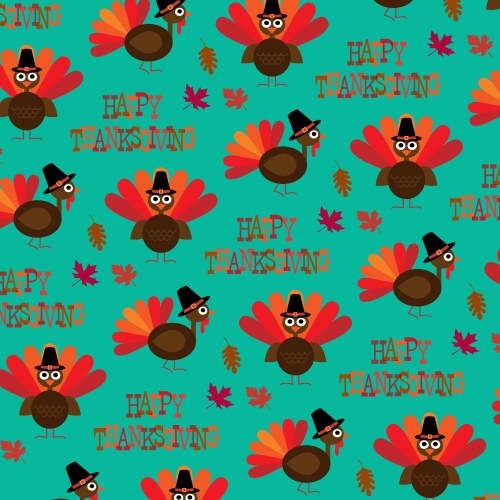 Cute thanksgiving turkey doodles repeat pattern Vector Image