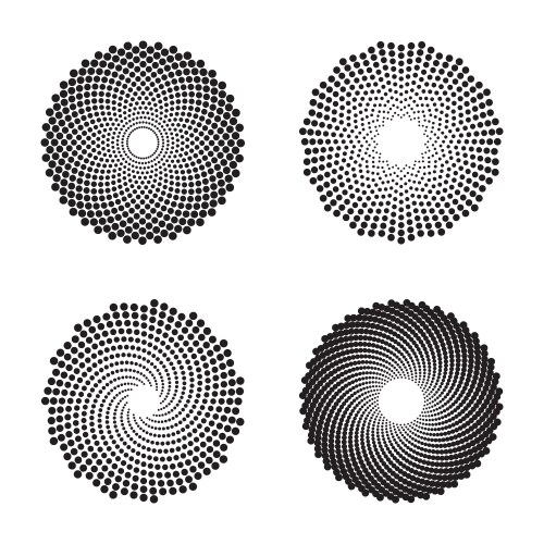 Halftone circles of dots twisted spirals Vector Image