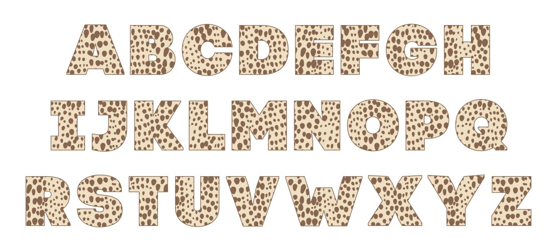 Animal font for posters mammals fur leopard Vector Image