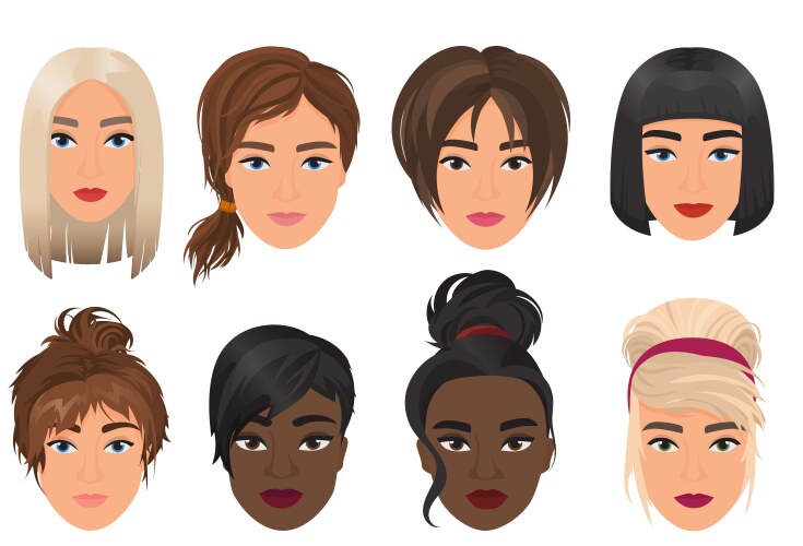 Woman realistic detailed avatar set Royalty Free Vector