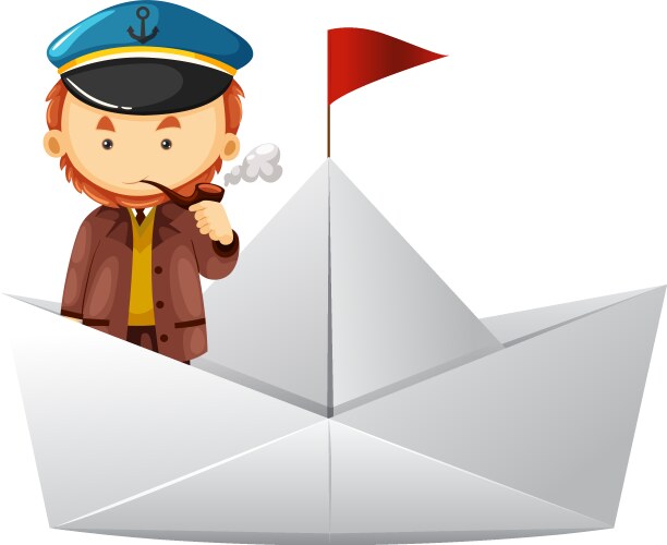 Cartoon captain with ship Royalty Free Vector Image