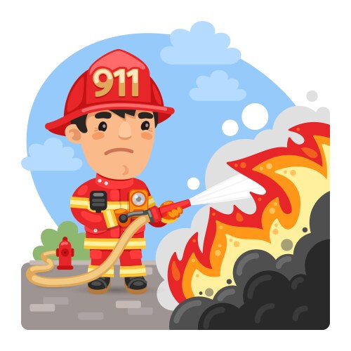 Firefighter cartoon Royalty Free Vector Image - VectorStock