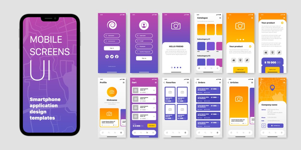 Smartphone application templates Royalty Free Vector Image