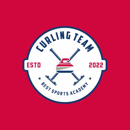 Curling sports logo template design Royalty Free Vector