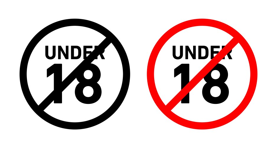No under eighteen sign icon set restriction Vector Image