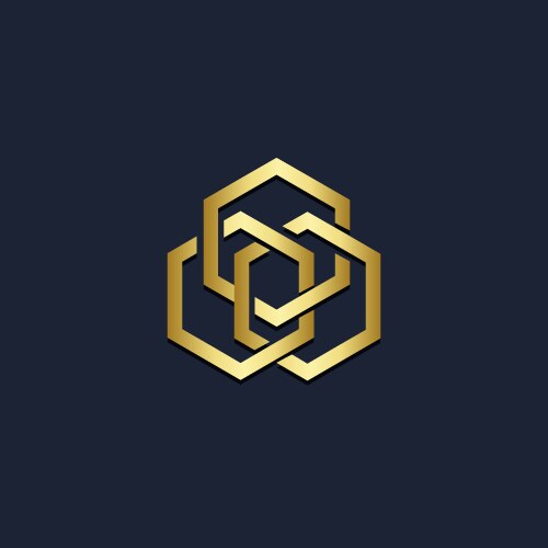 Polygon line circle gold logo Royalty Free Vector Image