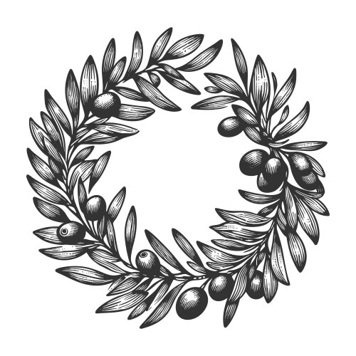 Olive branch wreath engraving Royalty Free Vector Image