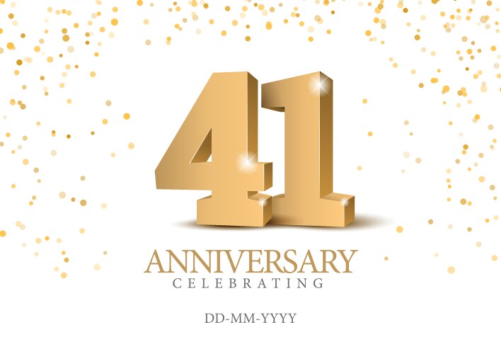 Gold glitter alphabet numbers 4 with shadow Vector Image