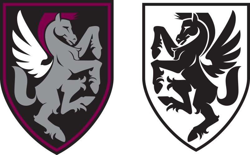 Heraldic wolf shield logo Royalty Free Vector Image