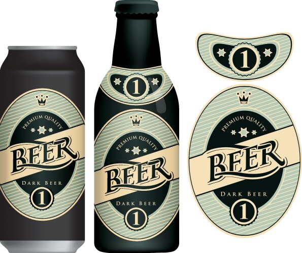 Realistic glass beer bottle with label Royalty Free Vector