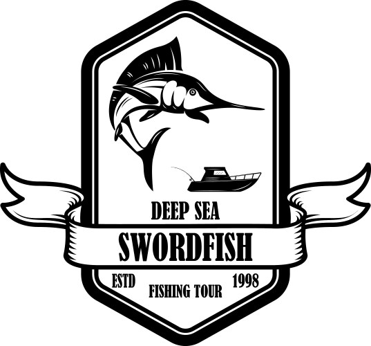 Great catch emblem template with marlin design Vector Image