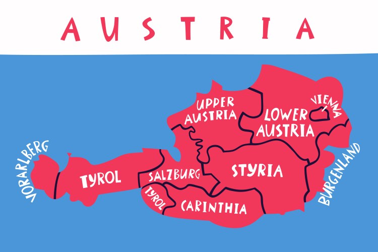Stylized map austria Royalty Free Vector Image
