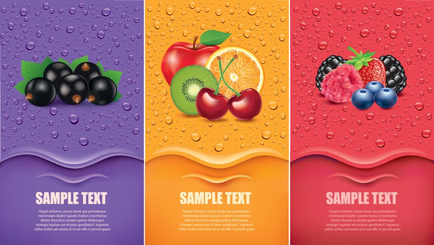 Many juice drops background with watermelon kiwi Vector Image