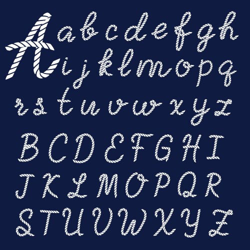 Nautical Rope Font - Marine Style Royalty Free Vector Image