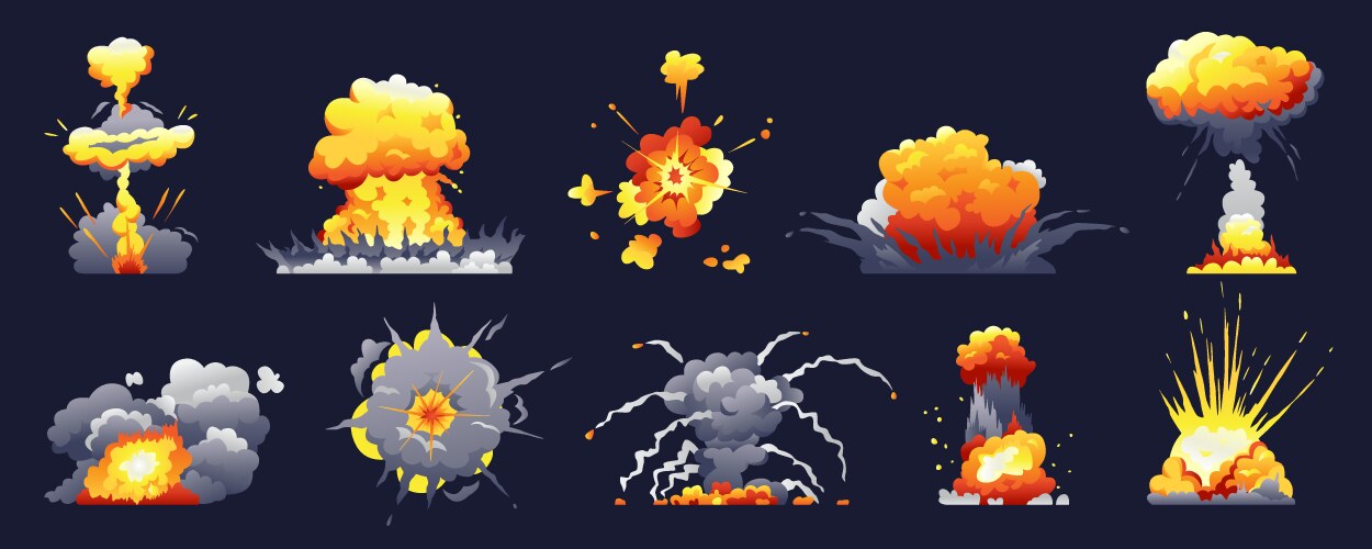 Cartoon motion explosions animated explosion shot Vector Image