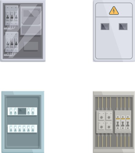 Various types of electrical panels and circuit Vector Image