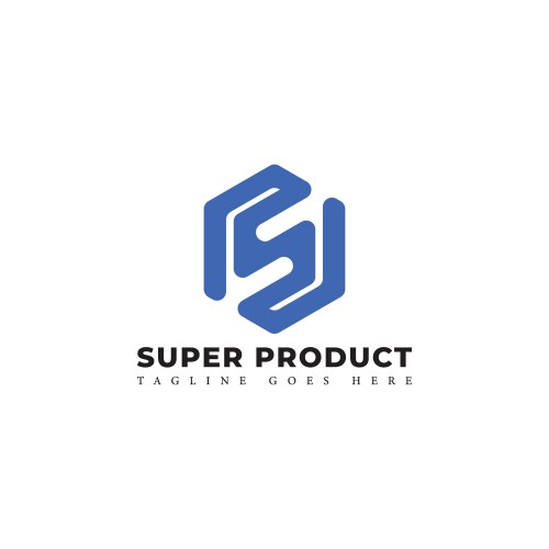 Abstract initial letters sp or ps logo in blue Vector Image