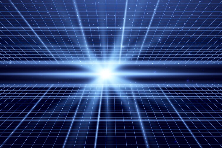 Wireframe perspective grid space neon infinity Vector Image