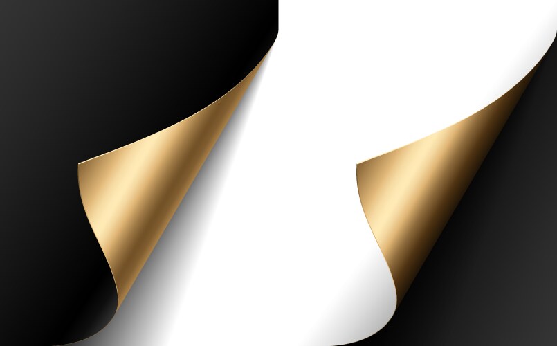 Sheet of golden paper with a curl Royalty Free Vector Image