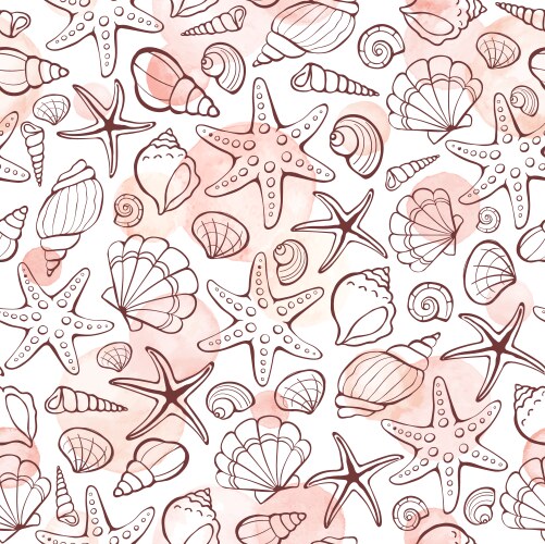 Sea shell seamless pattern Royalty Free Vector Image