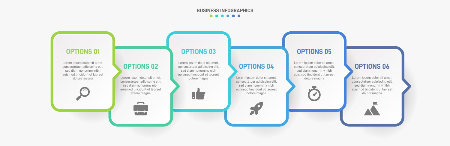 Horizontal progress bar featuring 6 arrow-shaped Vector Image