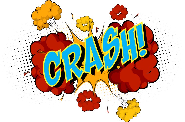 Crash rainbow text explosion effect blast comic Vector Image