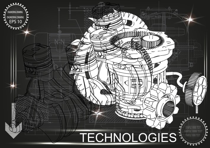 V twin engine template for graphic design Vector Image