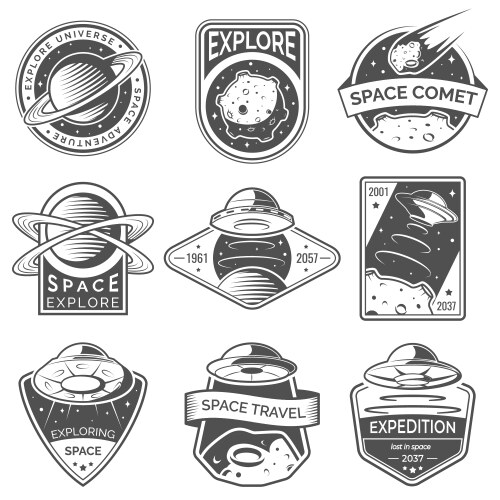 Ufo vintage emblem with text space aliens Vector Image