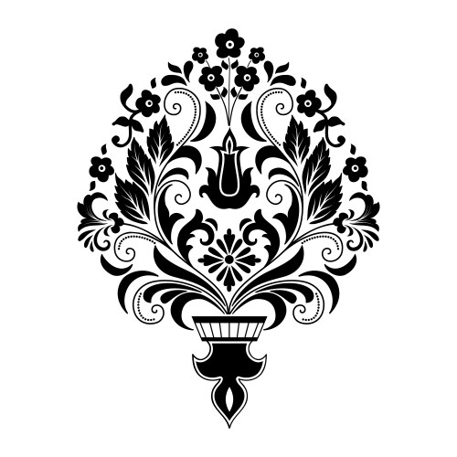 Damask element isolated central Royalty Free Vector Image