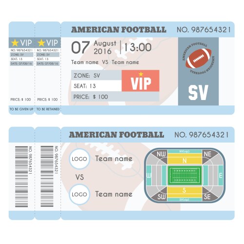 Design template of tickets for football match Vector Image